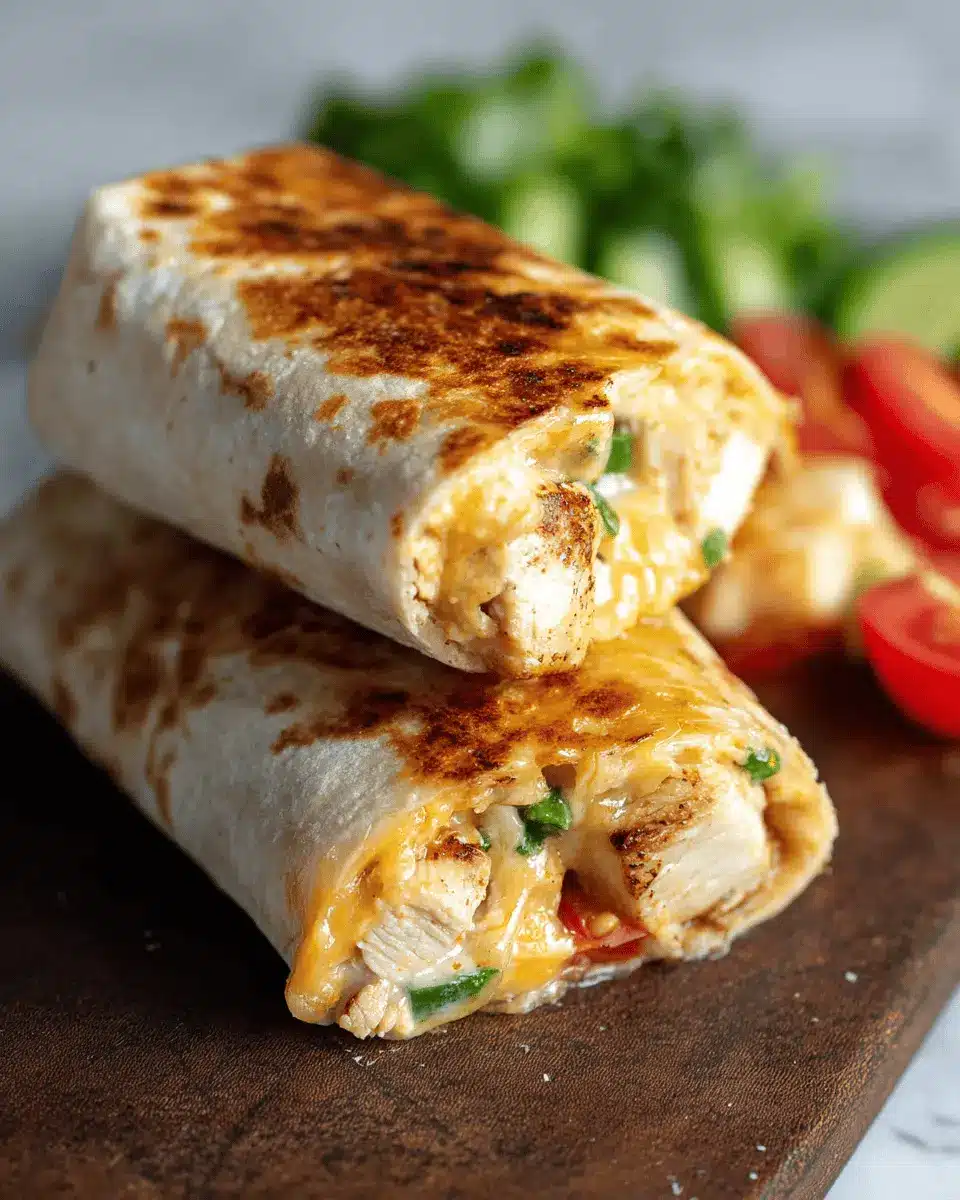 cheesy garlic chicken wraps